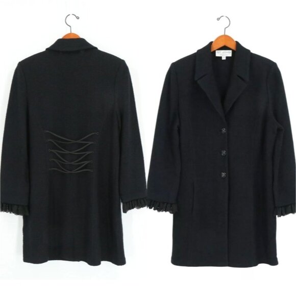 St. John | Jackets & Coats | St John Lace Trim Lacedown Back Long ...